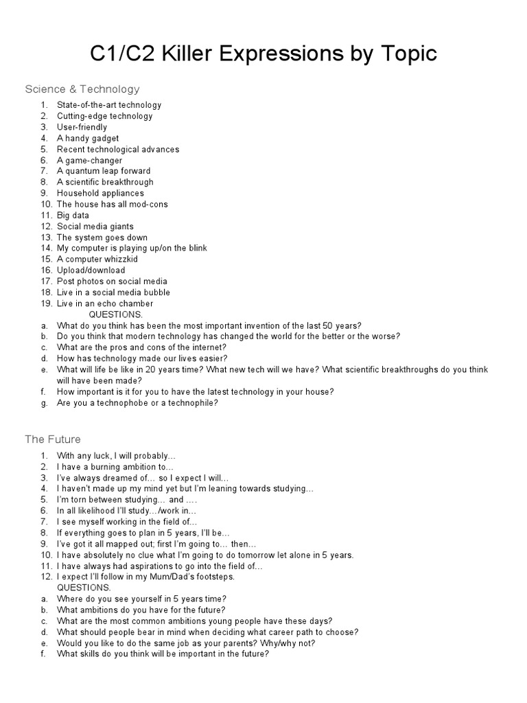 c1 Expressions + Questions | PDF | Greenhouse Gas
