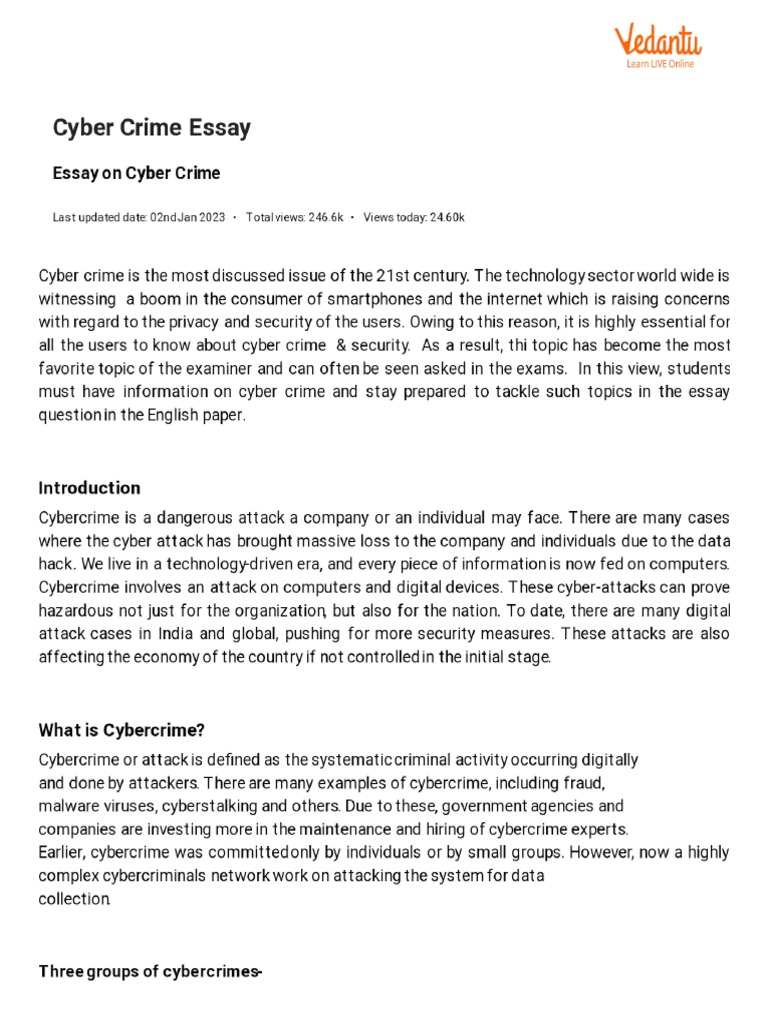Cyber Crime Essay | PDF Cyber Crime Essay | PDF