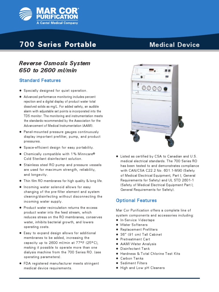 700 Series Portable: Reverse Osmosis System 650 To 2600 Ml/min | PDF ...