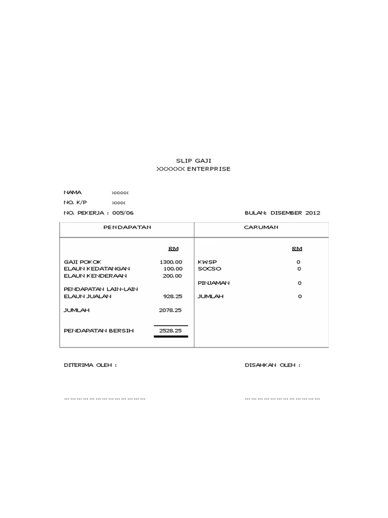 Contoh Slip Gaji | PDF