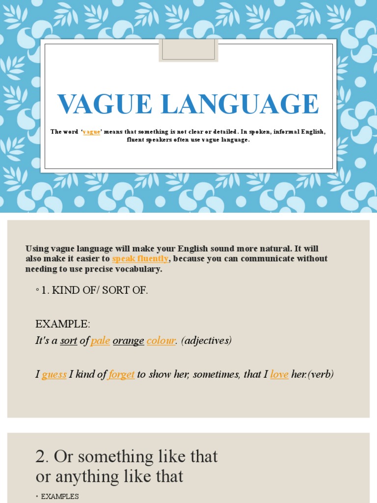 Vague Language Esl | PDF