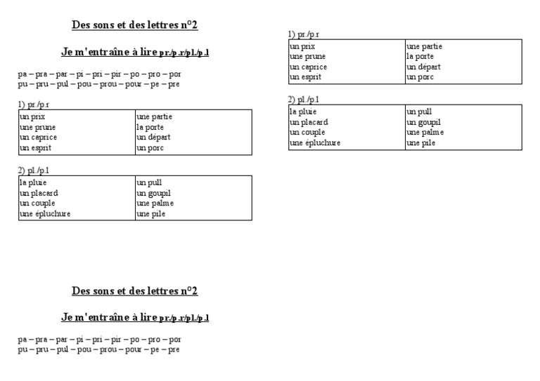 Fiche Des Sons Et Des Lettres N°2 | PDF