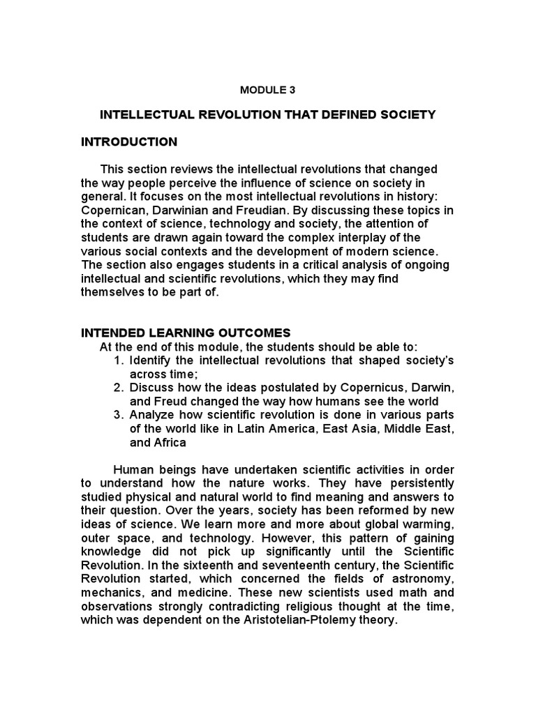Module 3 Intellectual Revolution That Defined Society | PDF ...