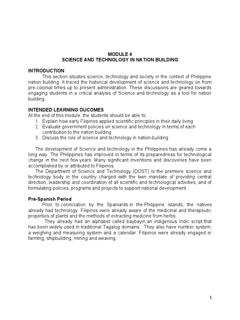 Module 4 - Science and Technology in Nation Building | PDF | Science | Philippines