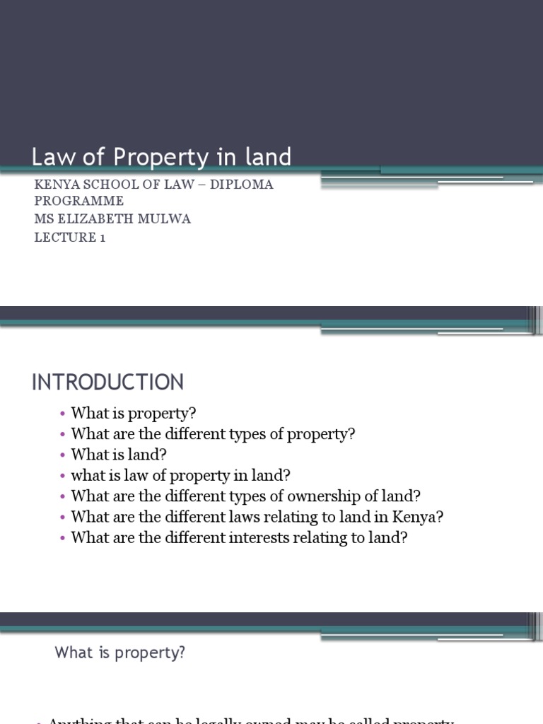LL1 Introduction To Land Law | PDF | Property | Real Property