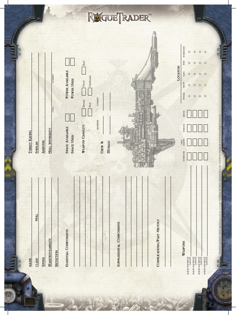 Rogue Trader Ship Sheet | PDF