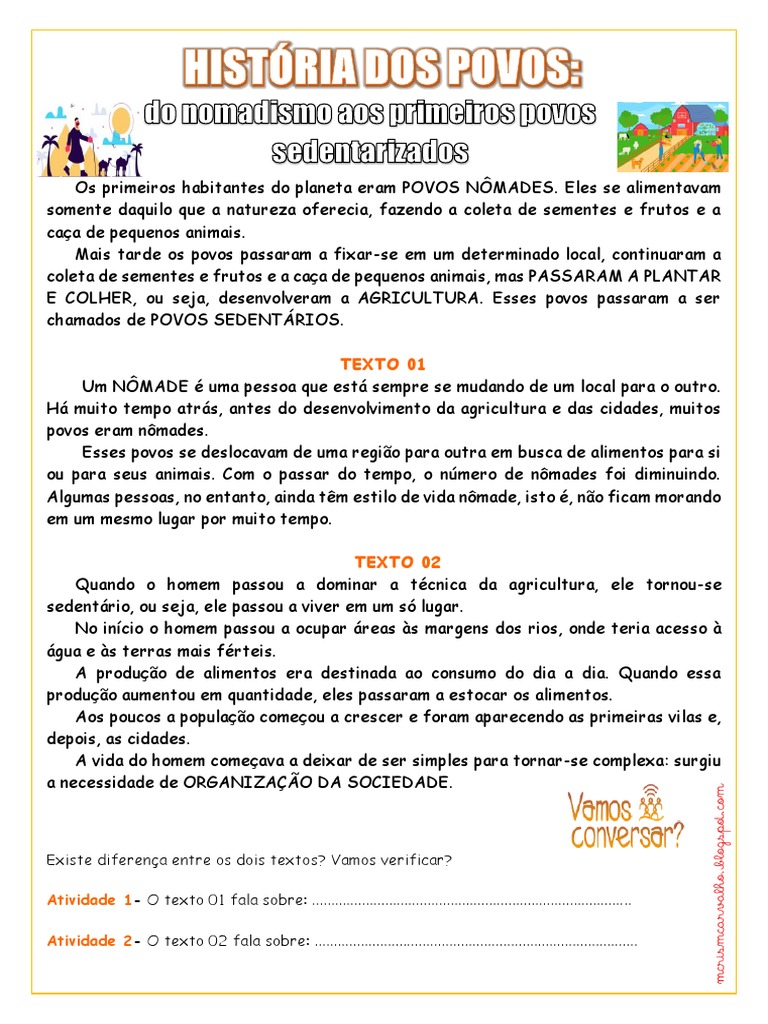 HISTÓRIA Dos POVOS - Do Nomadismo Aos Primeiros Povos Sedentarizados ...
