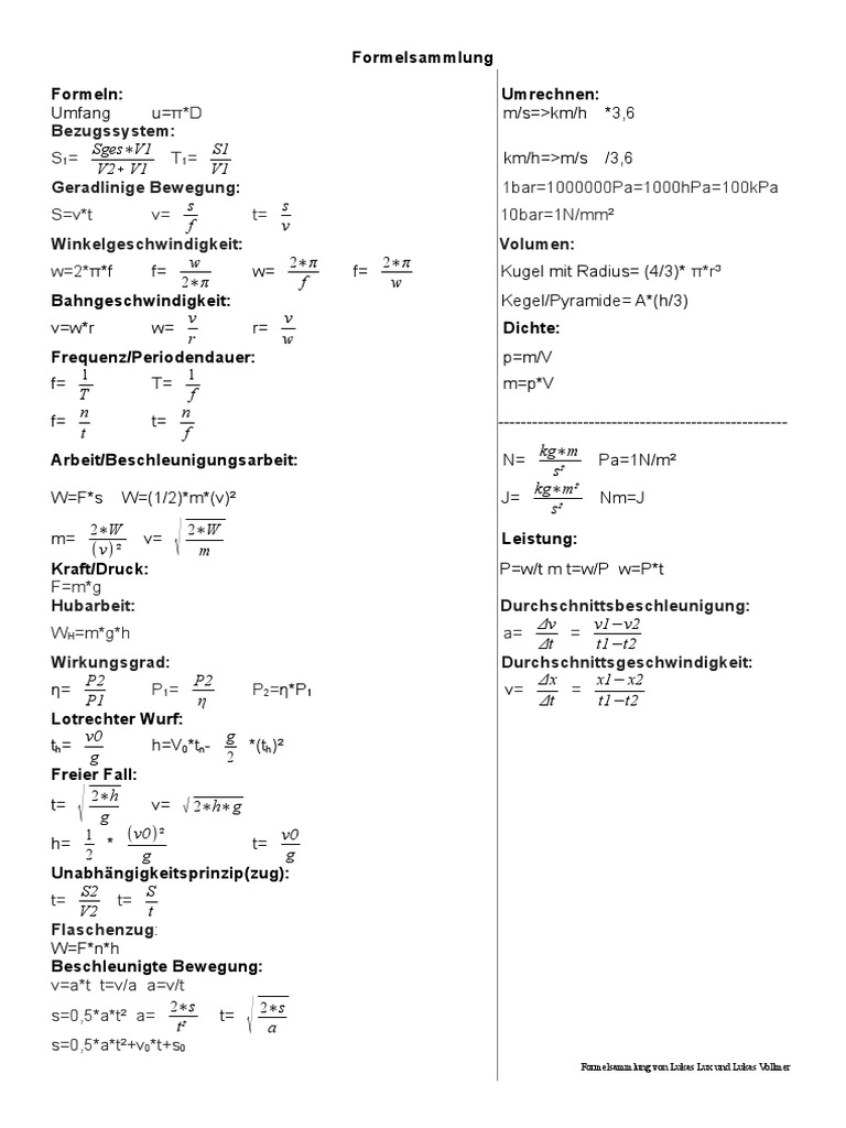 Formelsammlung Ohne | PDF