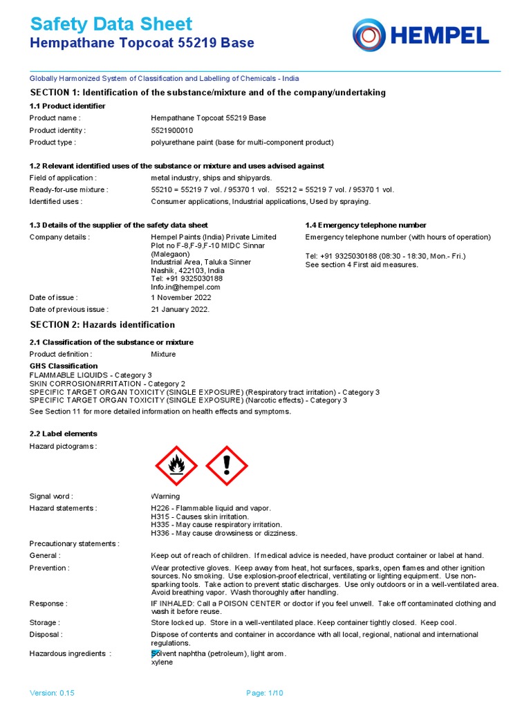 32 Hempathane Topcot 55210 | PDF | Toxicity | Personal Protective Equipment