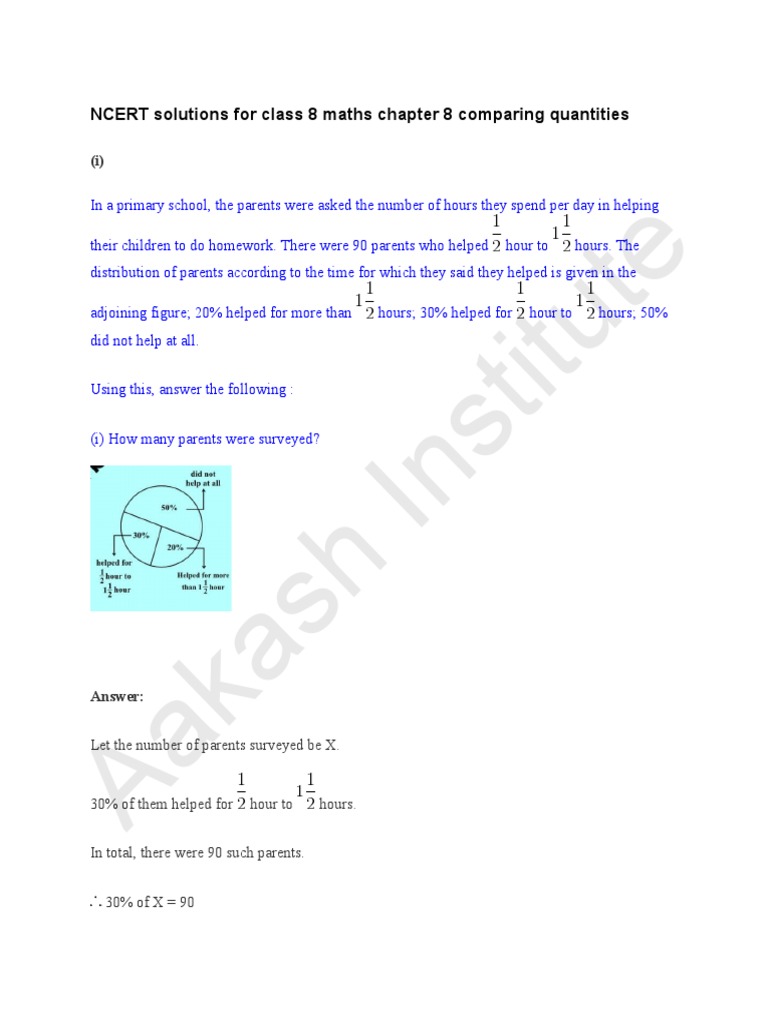 NCERT Solutions For Class 8 Maths Chapter 8 Comparing Quantities | PDF ...