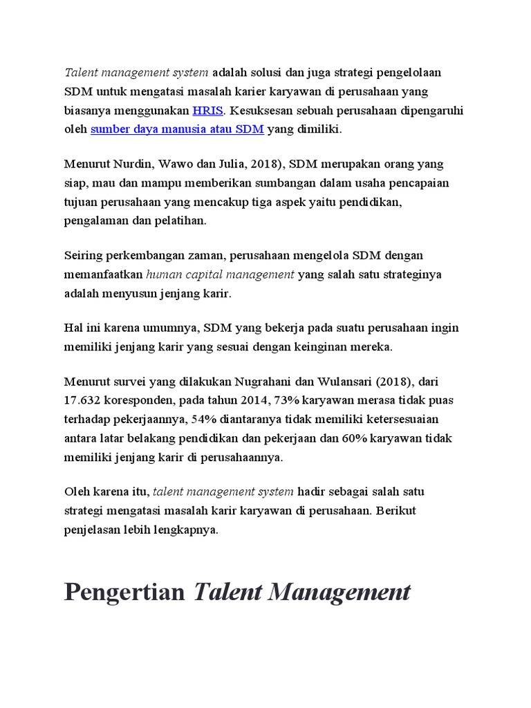 Talent Management untuk HRD | PDF