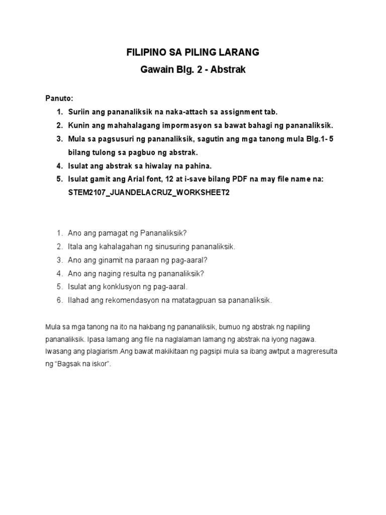 Pagsulat NG Abstrak | PDF