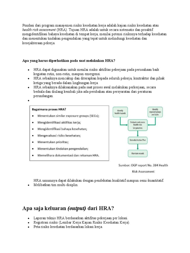 Pondasi Dari Program Manajemen Risiko Kesehatan Kerja Adalah Kajian ...