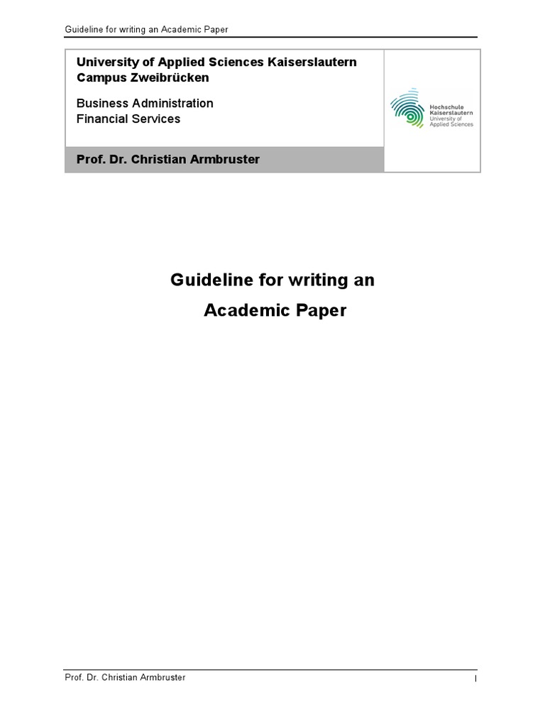 Guideline For Writing An Academic Paper APA Style - English-1-1 ...