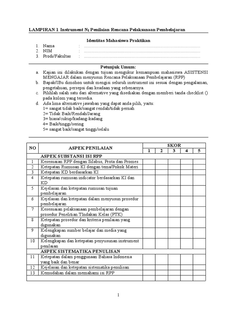 Penilaian Asistensi Mengajar | PDF