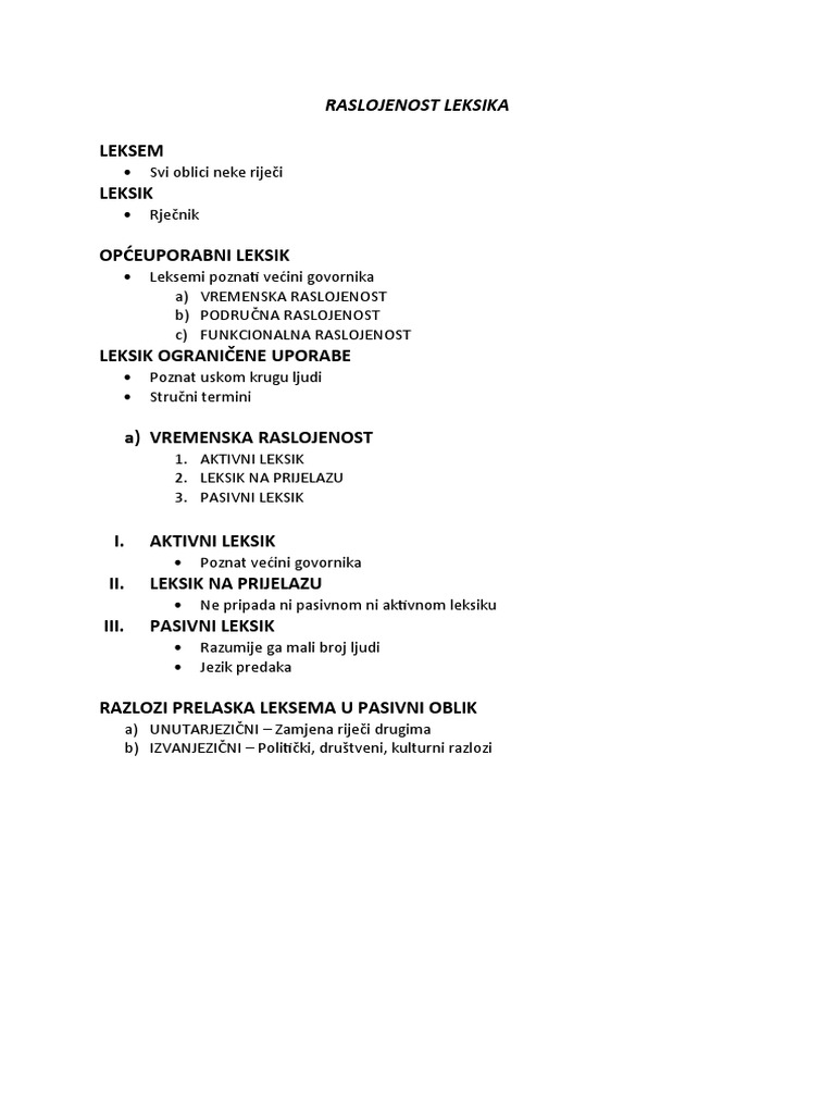 Raslojenost Leksika | PDF