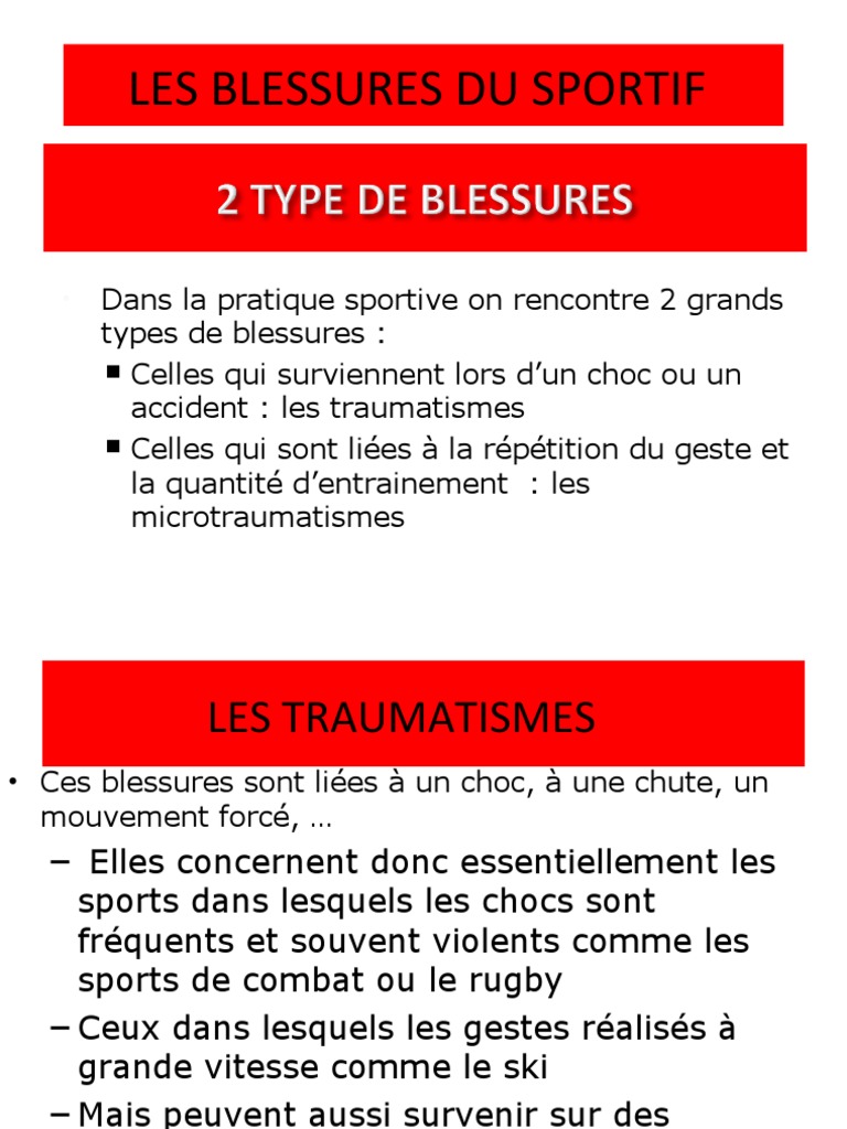 Les Blessures Du Sportif | PDF | Spécialités médicales | Maladies et ...
