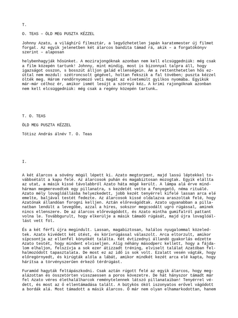 T. O. Teas - Öld Meg Puszta Kézzel | PDF