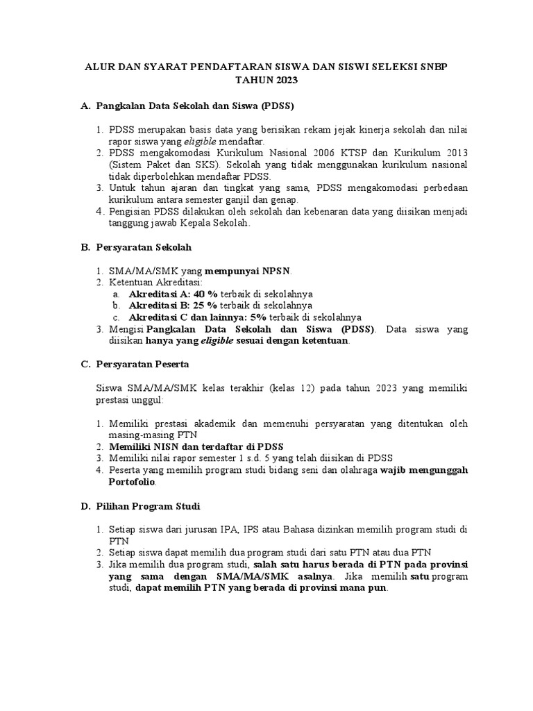 Panduan Pendaftaran SNBP 2023 | PDF