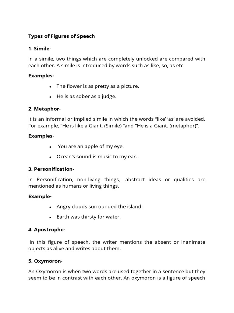 Types of Figures of Speech | PDF | Metaphor | Rhetorical Techniques
