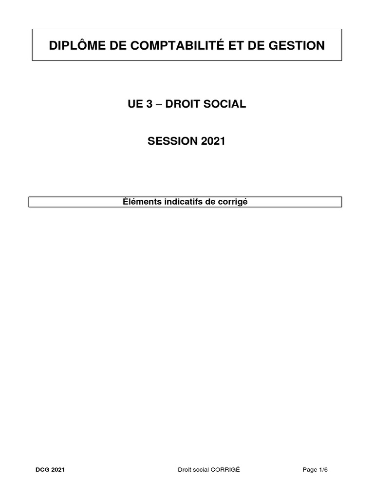 UE3 2021 Corrige | PDF | Droits de tradition civiliste | Programmes sociaux