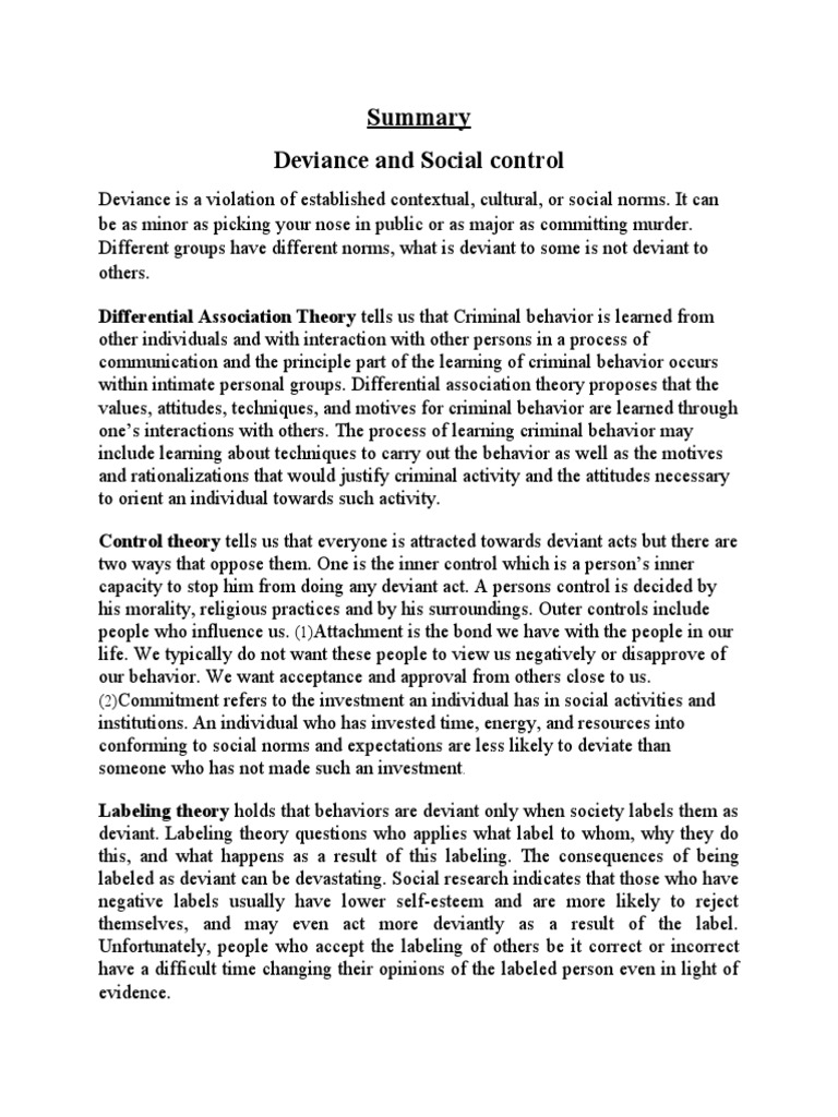 Assignment 3 Deviance | PDF | Deviance (Sociology) | Behavioural Sciences