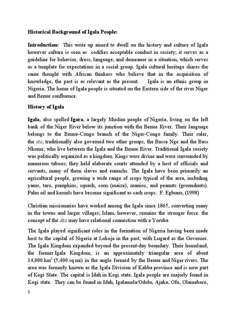 Historical Background of Igala People | PDF