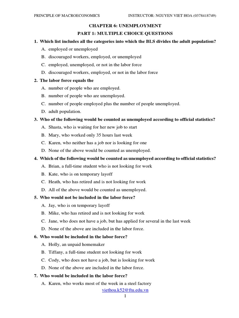 Homework Chapter 6 | Download Free PDF | Unemployment | Labour Economics