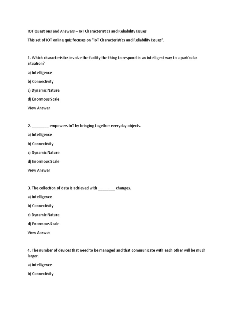 IOT Questions and Answers - Solution | PDF | Computer Network ...