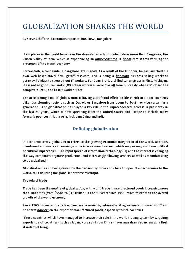 Globalization Shakes The World Niveau C | PDF | Outsourcing | Globalization