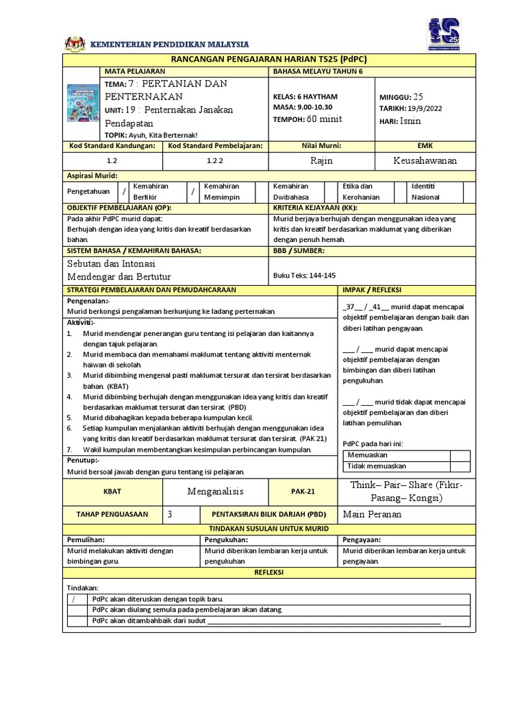 RPH Husnil M25 2022 | PDF | Pengembangan Diri