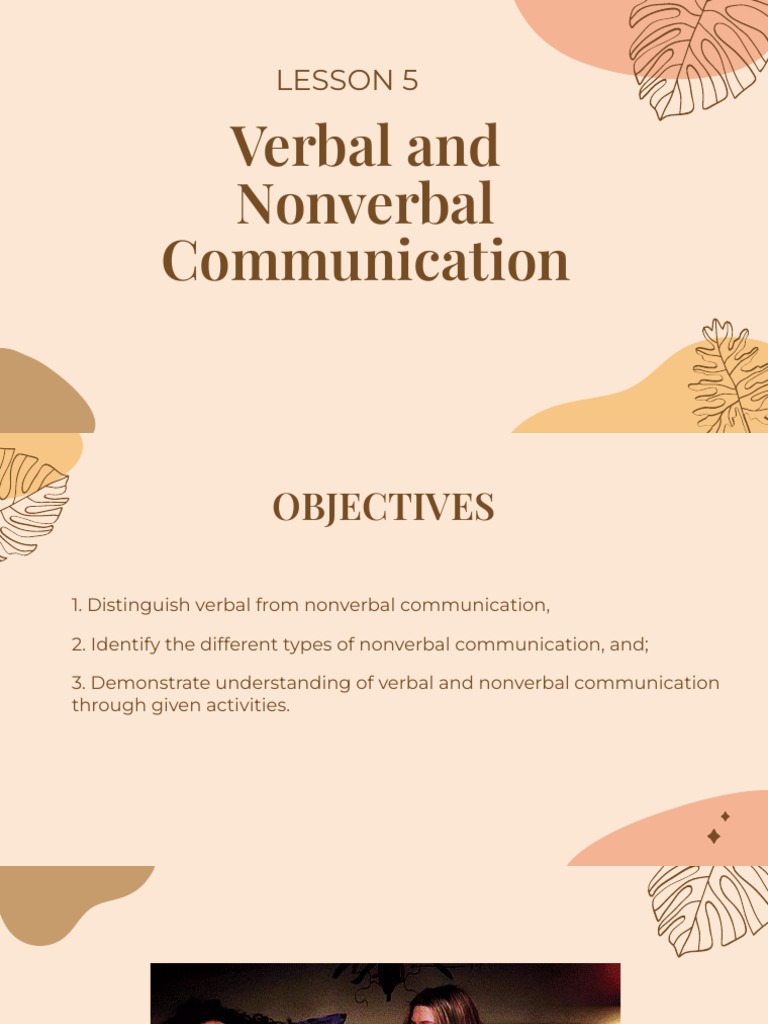 Verbal and Nonverbal Communication: Lesson 5 | PDF | Nonverbal ...