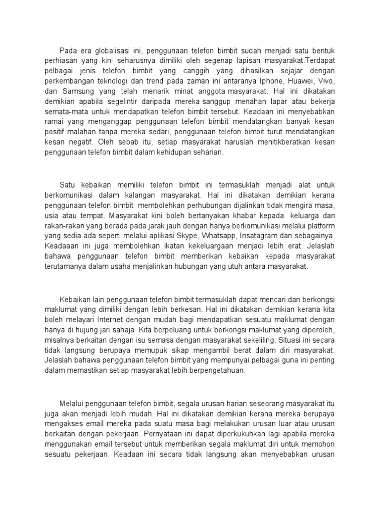 Kesan Penggunaan Telefon Bimbit | PDF