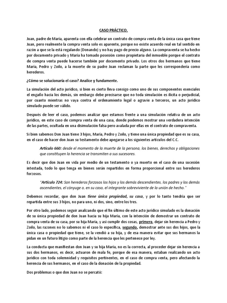 Caso Práctico - Resuelto. | PDF | Donación | Herencia
