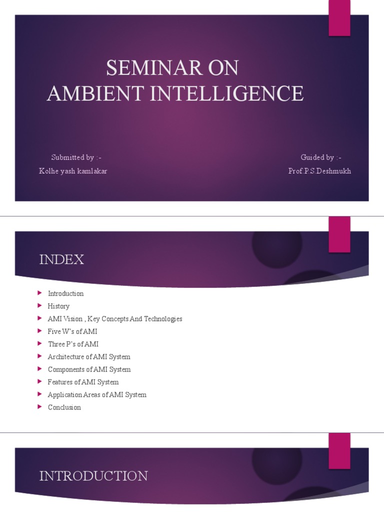 Seminar On Ambient Intelligence | PDF | Cognitive Science | Information Age