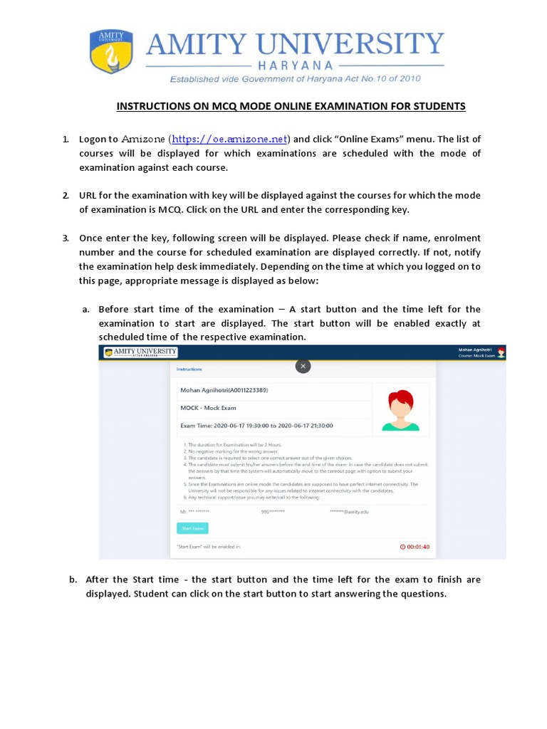 Instructions For MCQ Based Exam For AUH Students | PDF | Computing ...