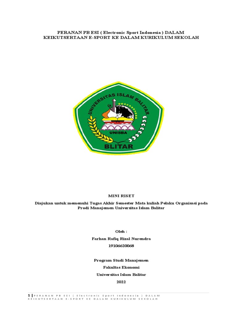 Tugas Peranan Organisasi Farhan Rafiq Rizal Nurendra 19106620068 | PDF