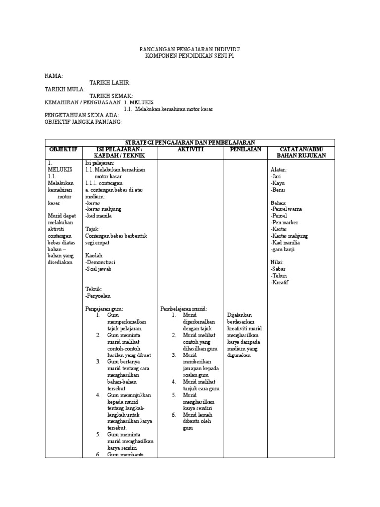 Rancangan Pengajaran Individu 2 | PDF
