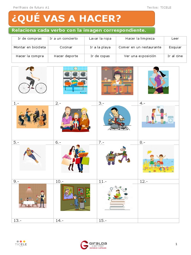 Perífrasis de futuro A1 - Actividades del fin de semana y vacaciones | PDF