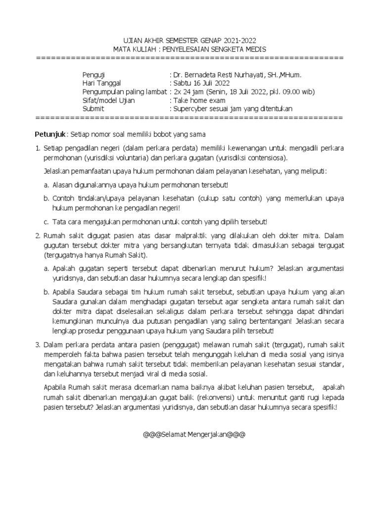 Ujian Akhir Semester Genap 2021-2022 2 | PDF