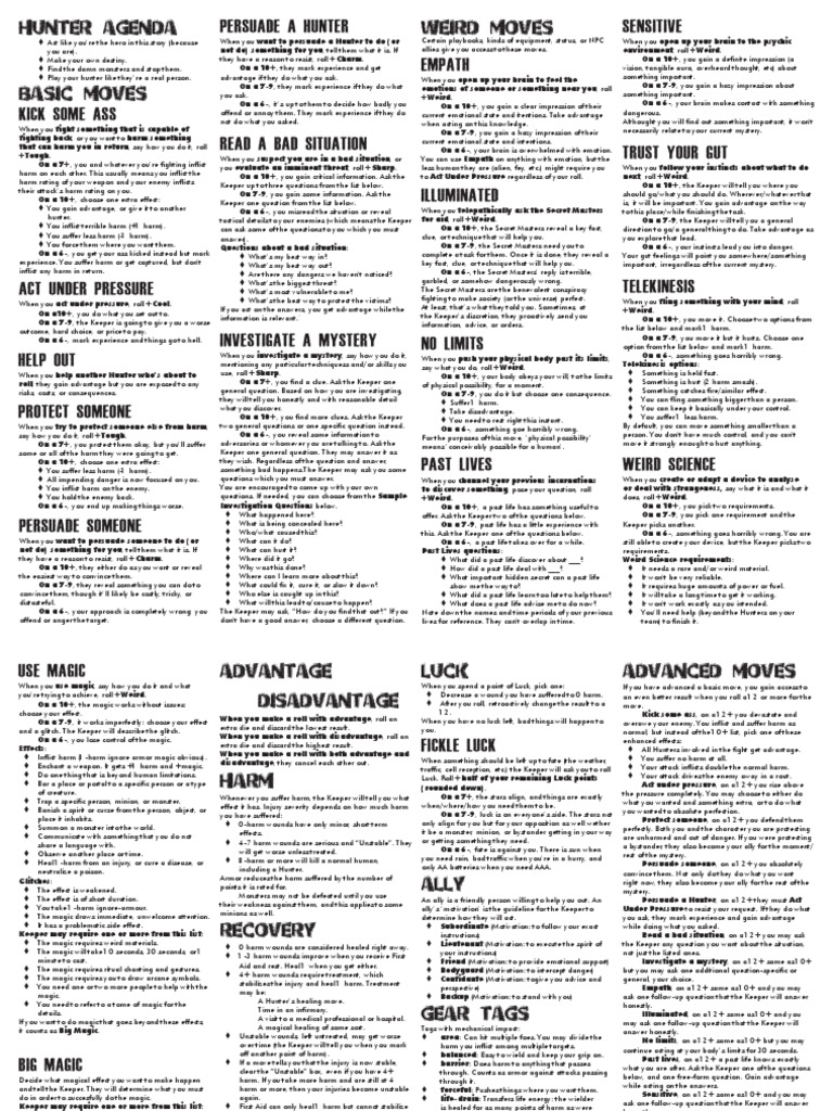 MotW-S2 Basic Moves | PDF | Experience