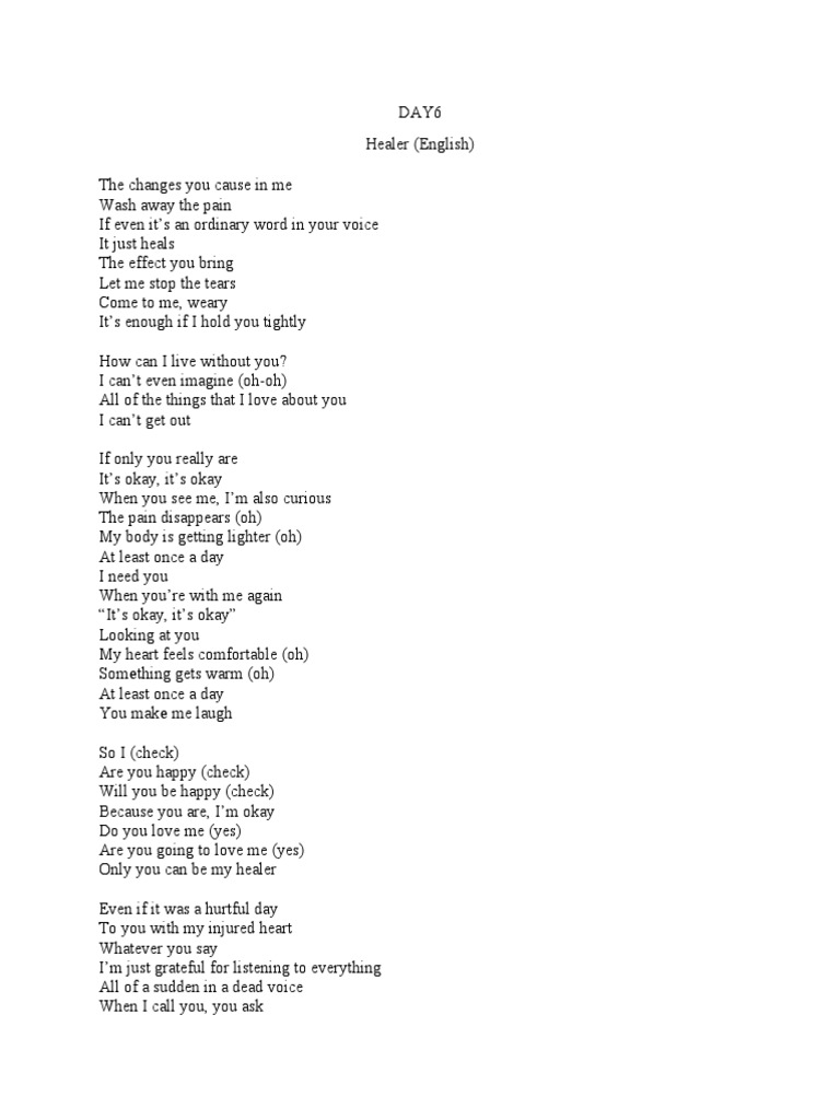 Lirik Lagu DAY6 Healer (English) | PDF