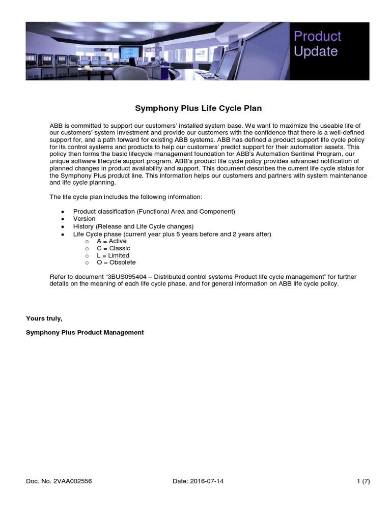 Symphony Plus Life Cycle Plan 2016 | PDF | Product Lifecycle ...
