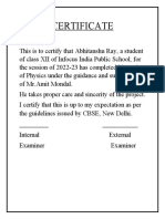 Class 12 Physics Project Certificate | PDF
