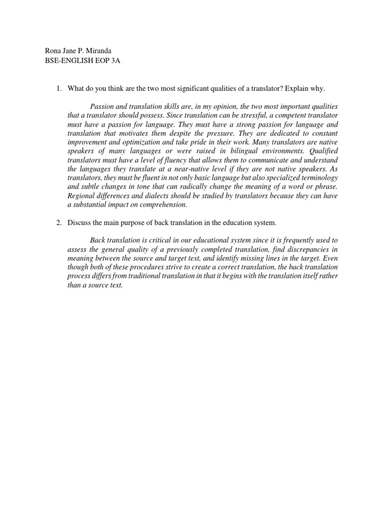 Key Qualities of Effective Translators | PDF