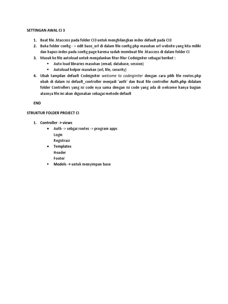 Settingan Awal Pada Ci3 | PDF