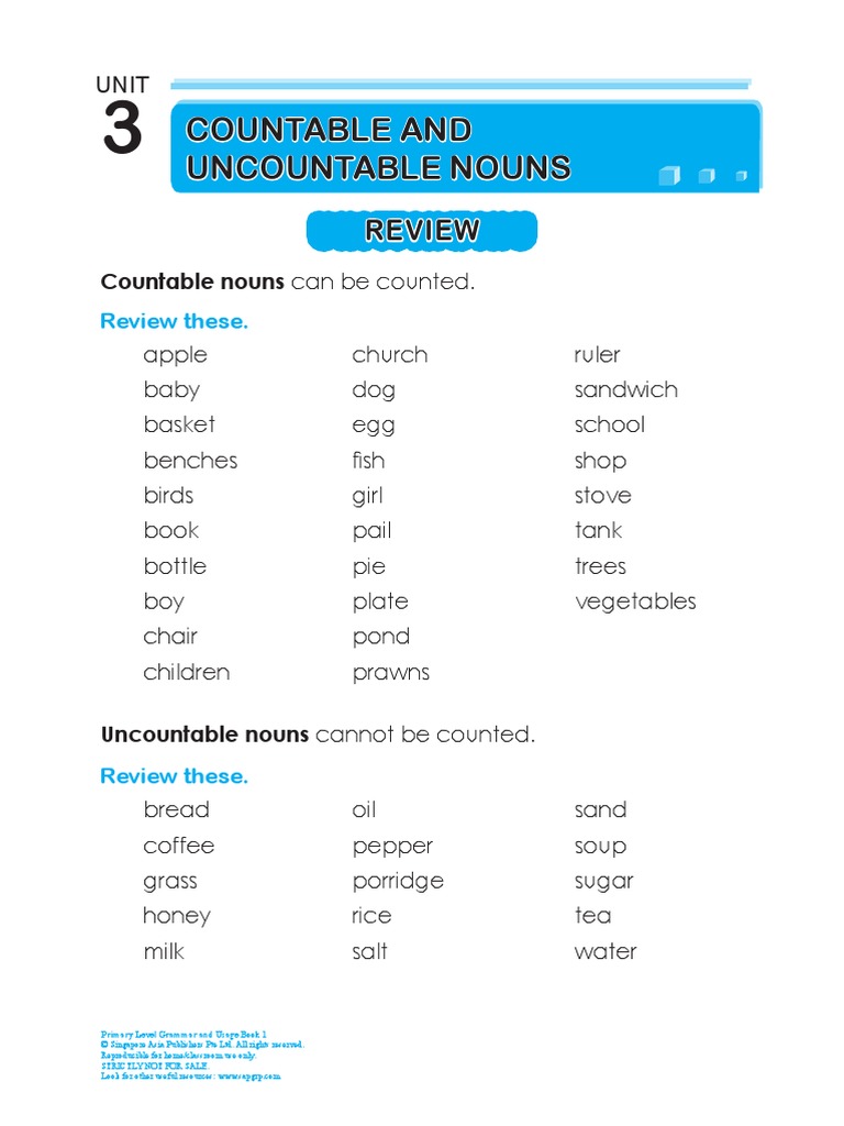 Unit 3 Countable and Uncountable Nouns | PDF