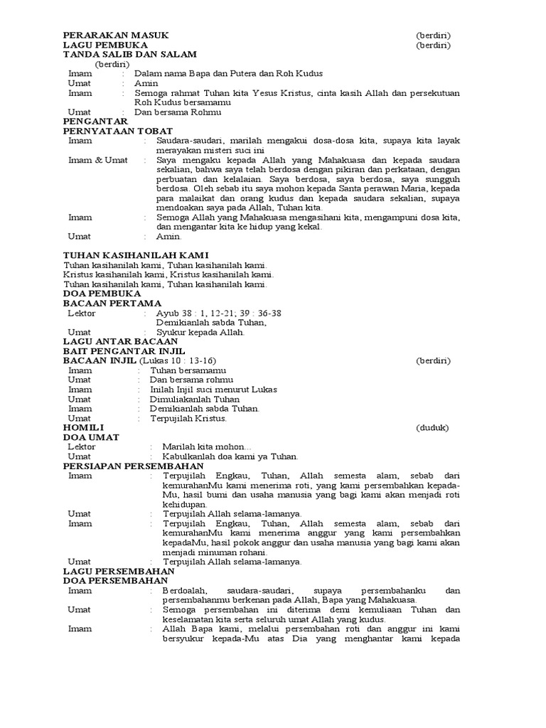 Teks Misa BKSN Dan Bulan Maria | PDF