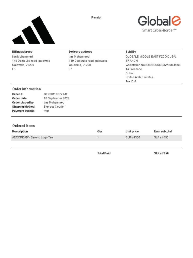 Customer Receipt | PDF