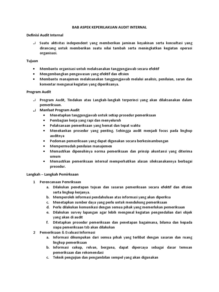 Bab Aspek Keperilakuan Audit Internal | PDF